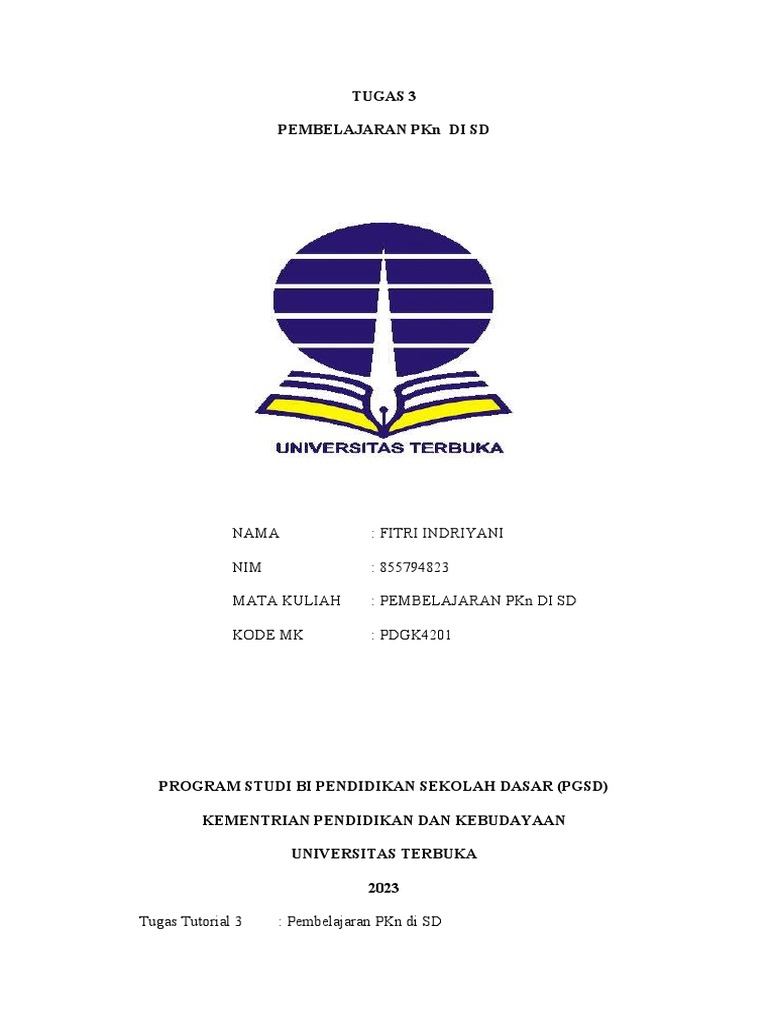 TT 3 Pembelajaran PKN Di SD | PDF