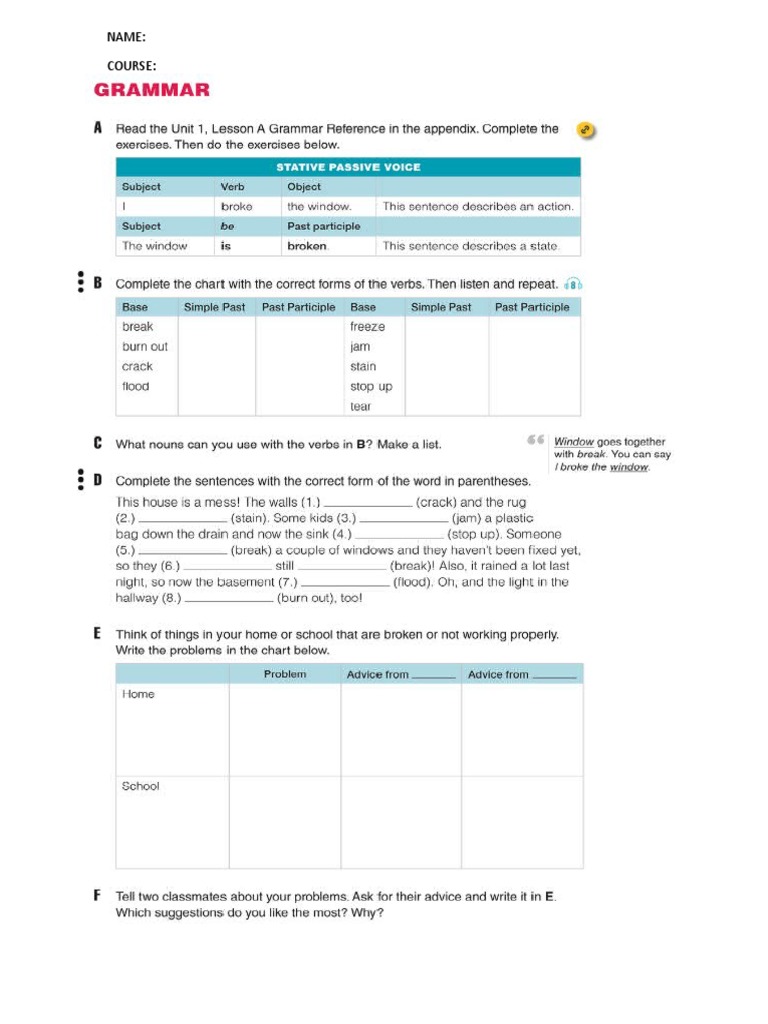 Grammar stative passive voice | PDF