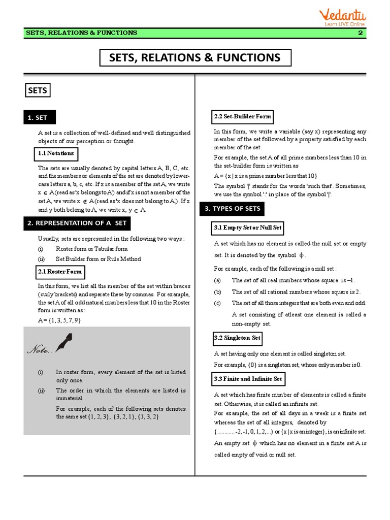 Sets, Relations & Functions | PDF | Set (Mathematics) | Function (Mathematics)