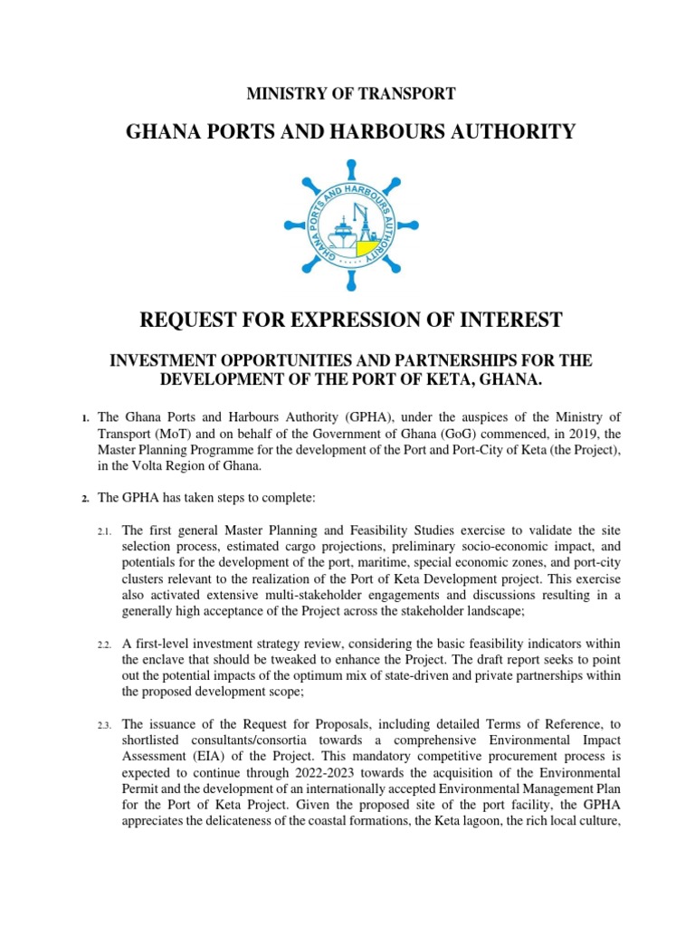 Keta Port Development: Investment Opportunities | PDF | Port ...