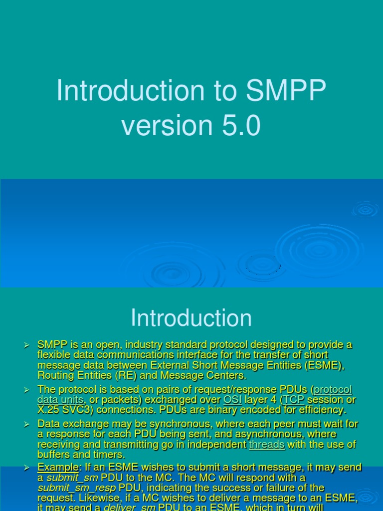 Introduction To SMPP Version 5 | PDF | Transmission Control Protocol ...