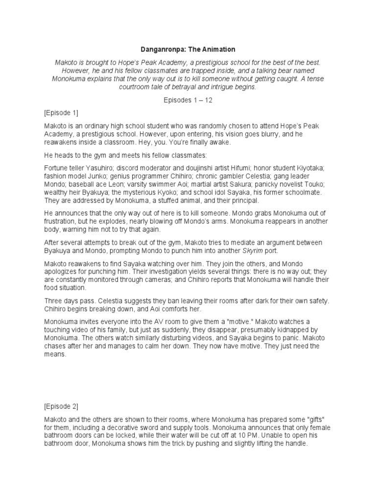 Recap - Danganronpa | PDF