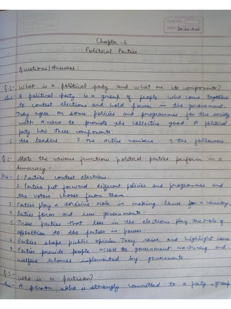 Political Science Ch-6 Notes | PDF