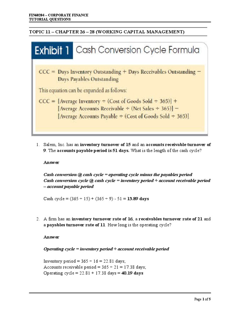 CF Tutorial 11 - Solutions | PDF | Revenue | Inventory