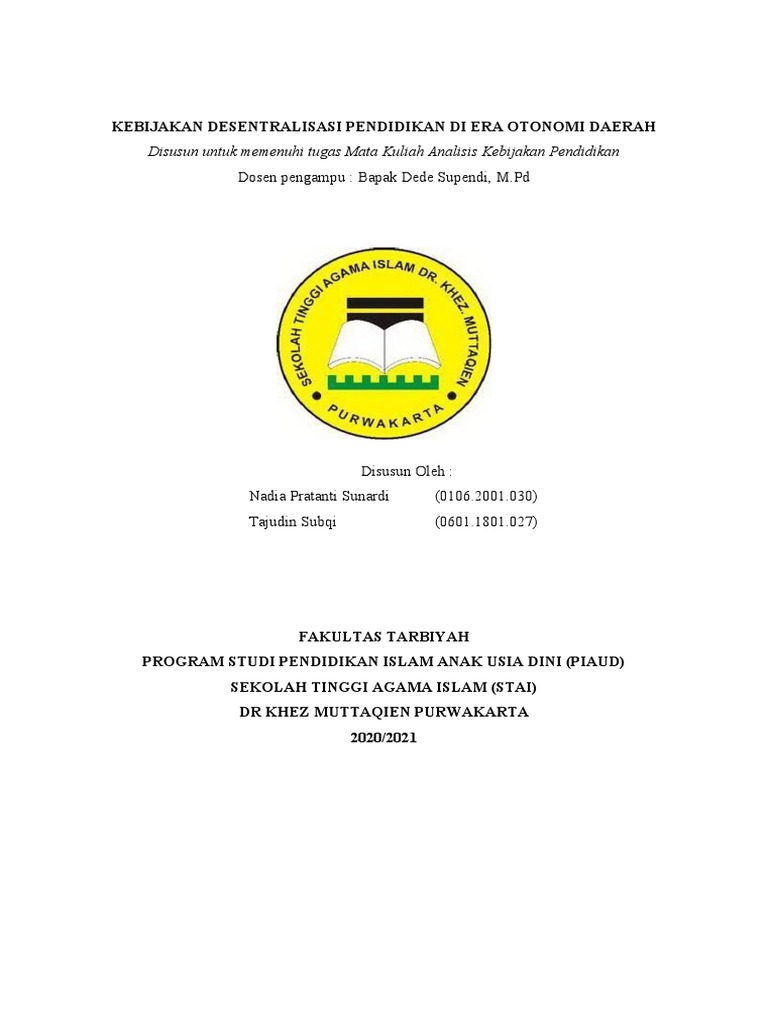 Kebijakan Desentralisasi Pendidikan Di Era Otonomi Daerah | PDF