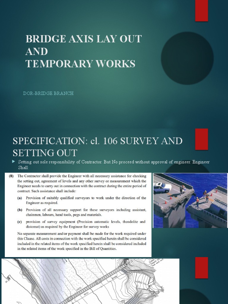 Bridge Axis Layout and Temporary Works | PDF | Concrete | Civil Engineering