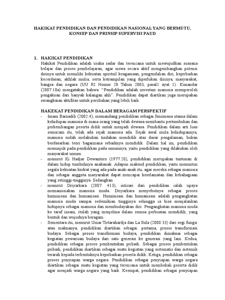 Hakikat Pendidikan Dan Pendidikan Nasional Yang Bermutu | PDF