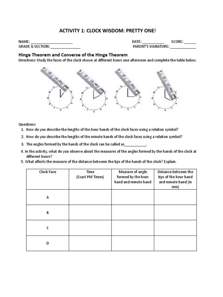 Q4-Hinge Theorem-Activity | PDF