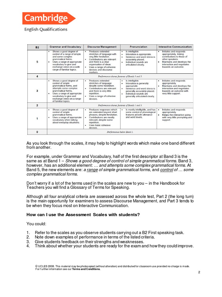 Assessing Speaking Performance at Level b2 2 | PDF Assessing Speaking Performance at Level b2 2 | PDF