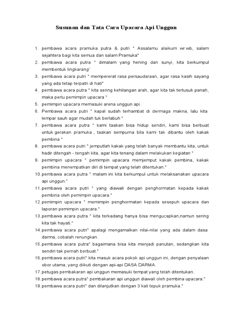 Susunan Dan Tata Cara Upacara Api Unggun | PDF