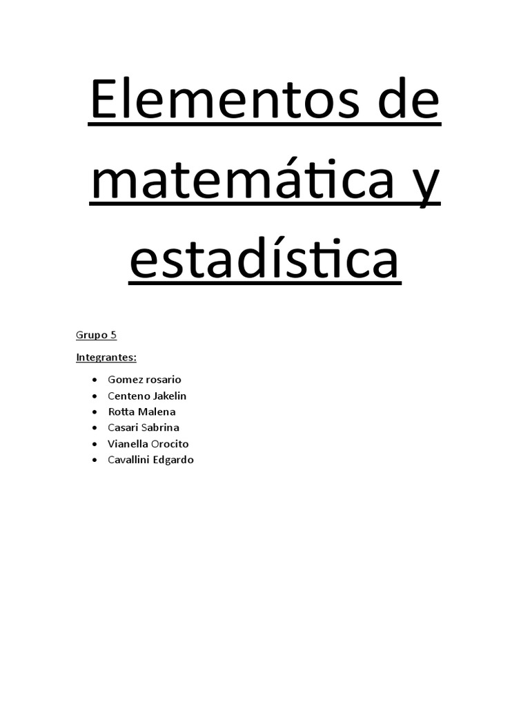 Elementos de Matematica y Estadistica | PDF