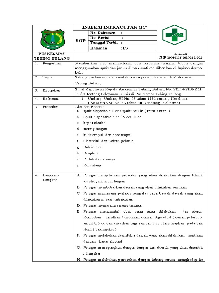 Sop Injeksi Ic | PDF | Pengembangan Diri | Sains & Matematika