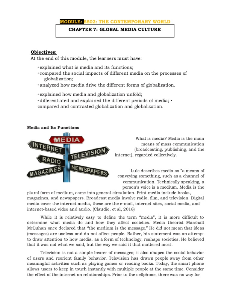 Chapter 7 - Global Media Culture | PDF | Media (Communication) | Mass Media