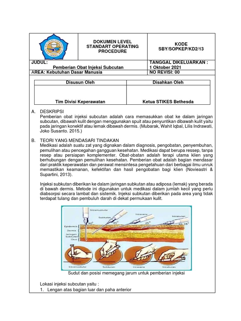Pemberian Obat Injeksi Subcutan | PDF