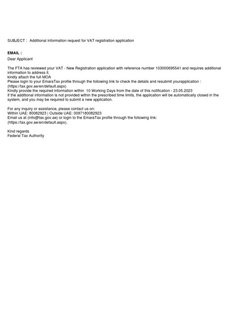 VAT Registration Awaiting Information On 23.MAY.2023 | PDF