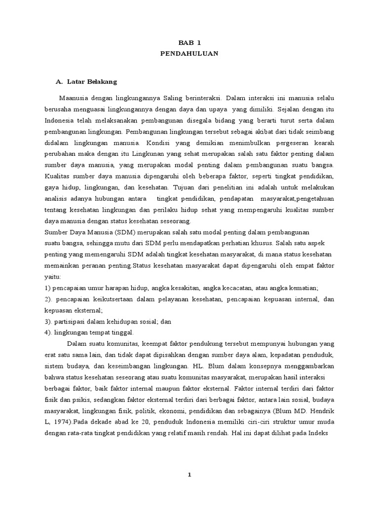 BAB 1 Makalah Yang Baru Tahun 2023 Kesehatan Lingkungan | PDF