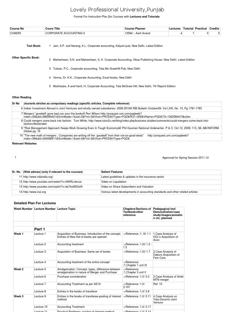 Ip Corporate Accounting Ii Pdf Consolidation Business Valuation