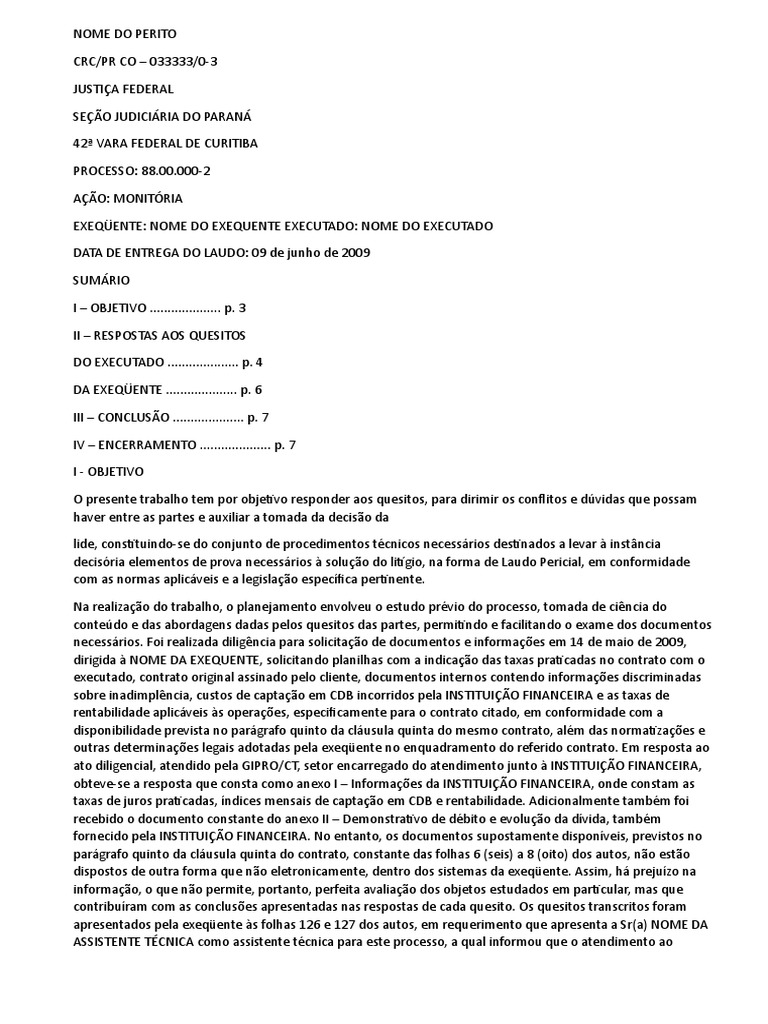 MODELO DE LAUDO (1) | PDF