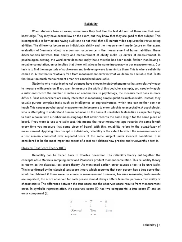 Lesson 4 Reliability Pdf Standard Error Cronbachs Alpha
