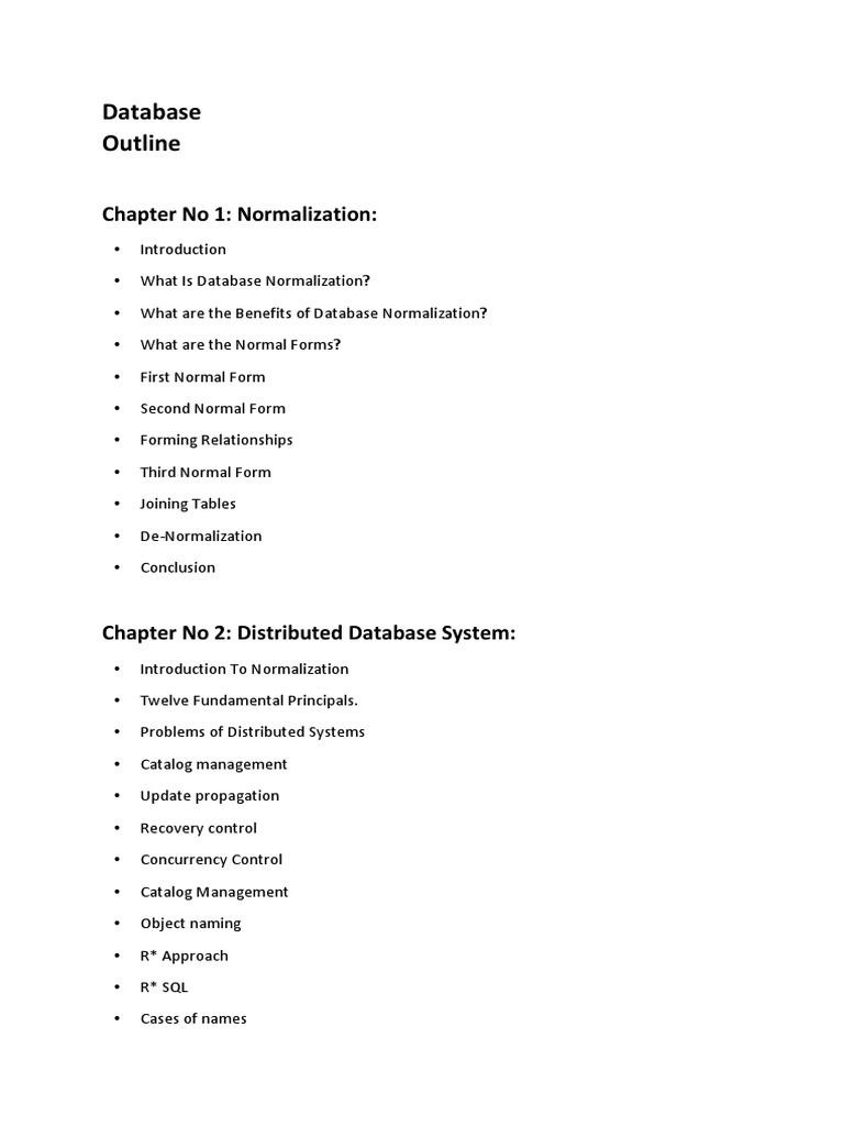 Outline of DBAM | PDF Outline of DBAM | PDF