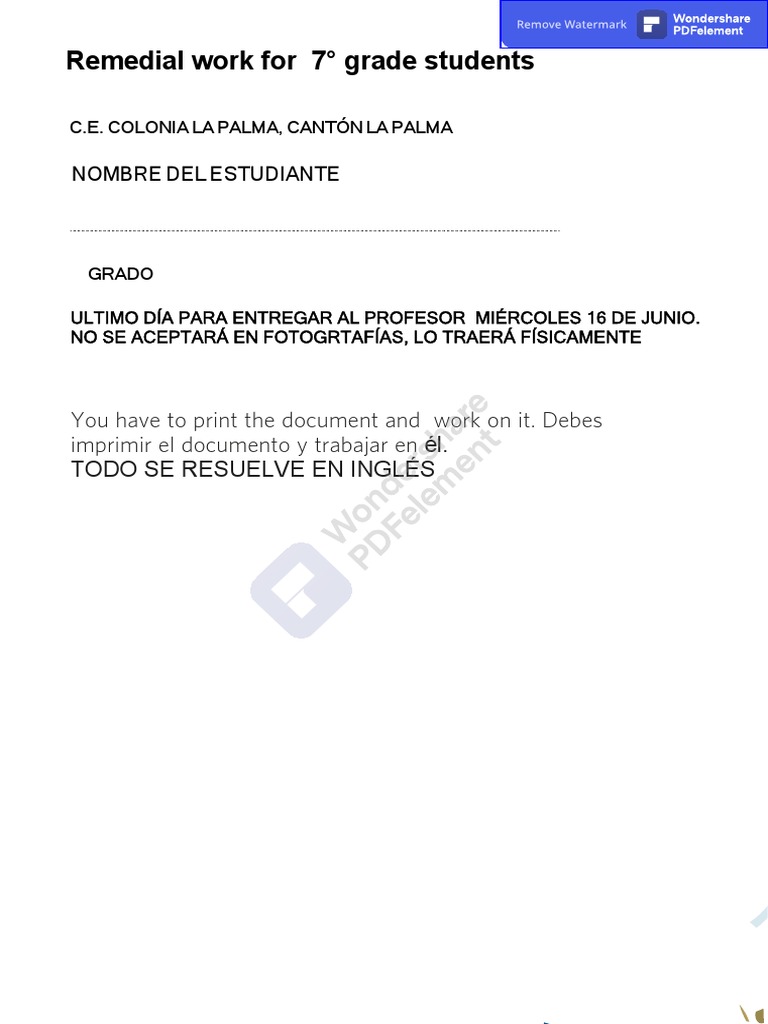 Remedial For 7° Grade | PDF | Cuisine | Food And Drink