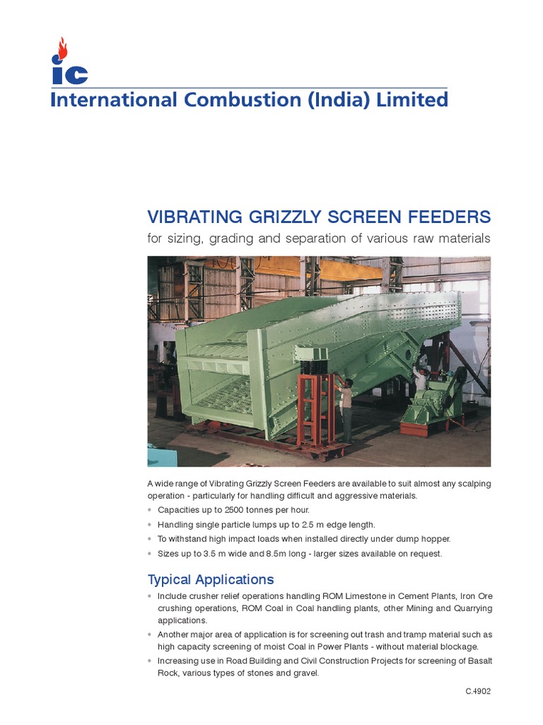 Vibrating Grizzly Screen Feeders | Download Free PDF | Secondary Sector ...
