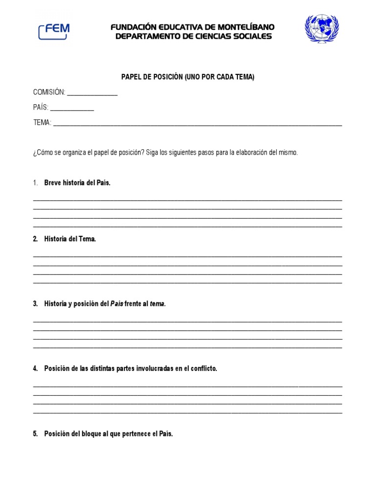 PLANTILLA - PAPEL DE POSICIÓN | PDF