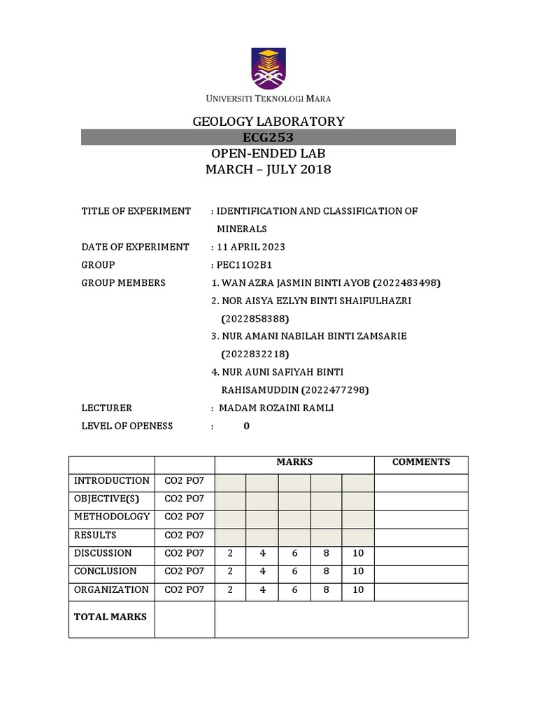 Geology Lab Report (Minerals) | PDF | Minerals | Quartz