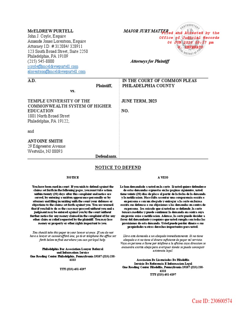 Complaint against Antoine Smith | PDF