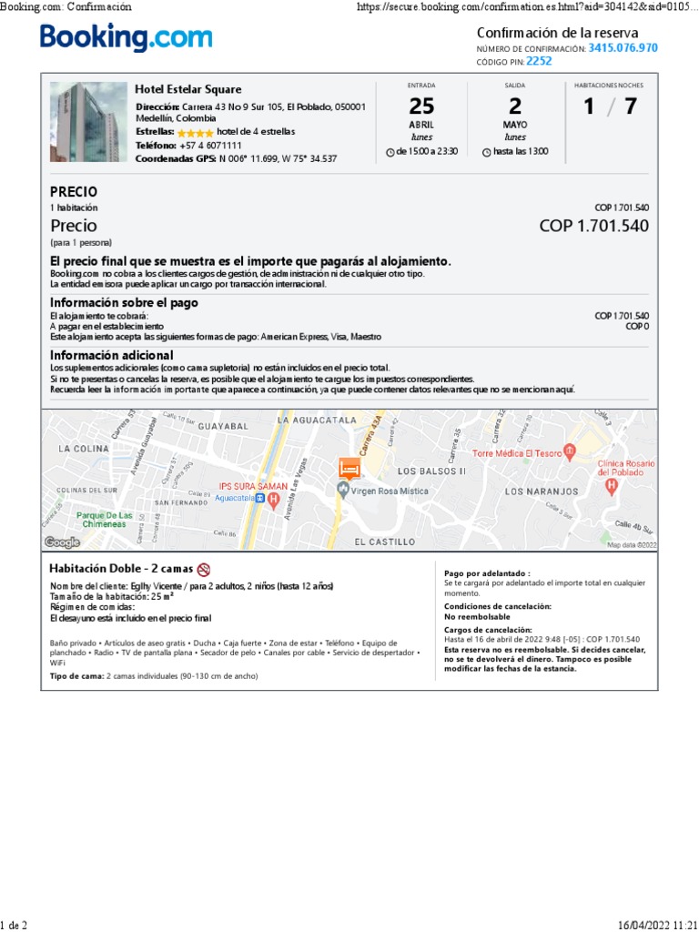 Confirmación | PDF | Booking.Com | Hotel