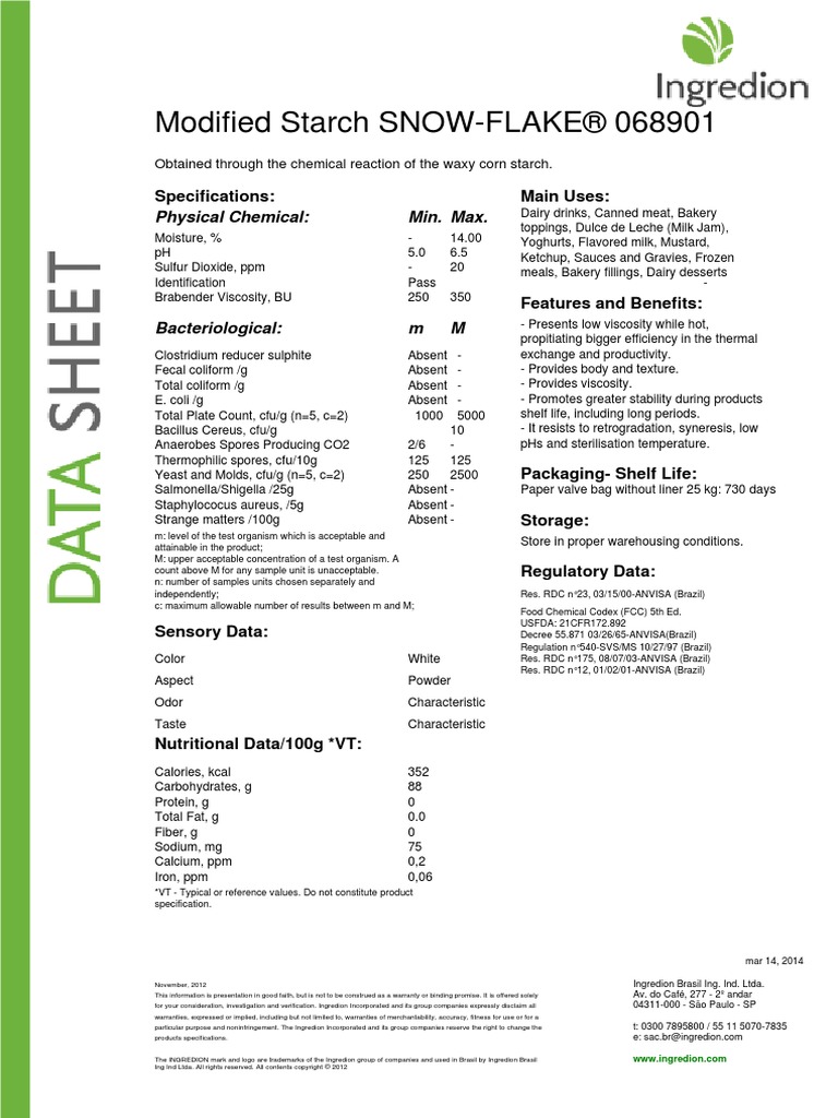 FT Snow Flake 068901 | PDF | Calorie | Nutrition