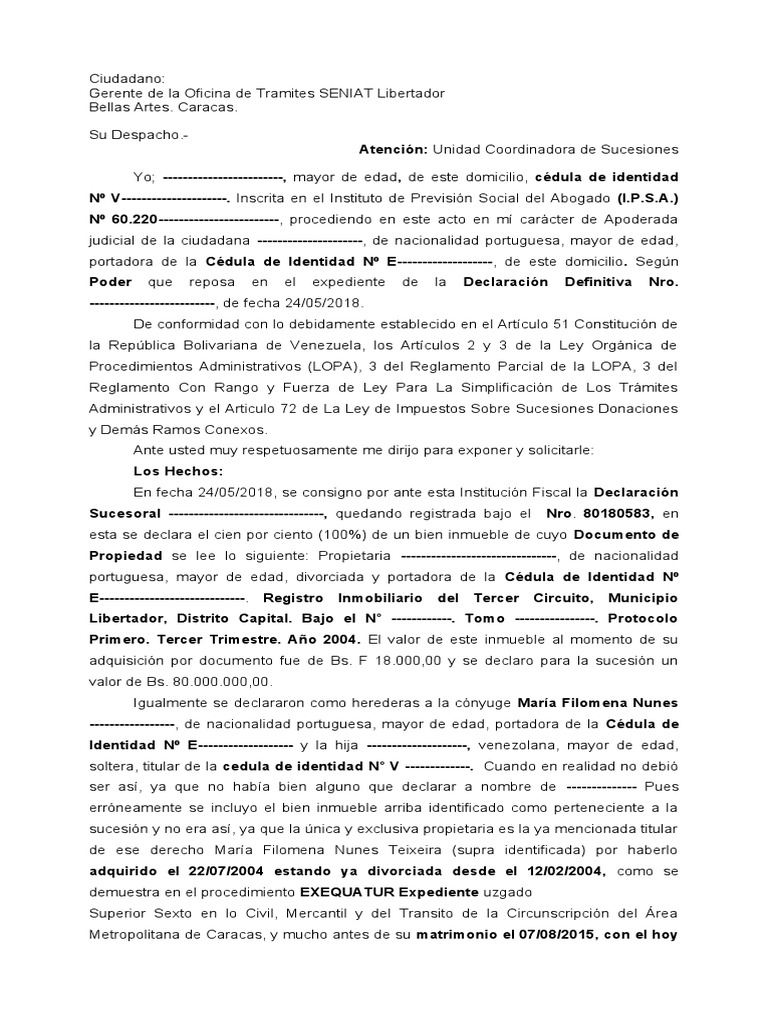 Escrito Solicitando Anulacion de Multa Seniat | PDF