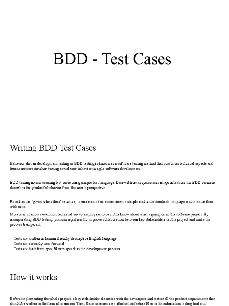 BDD Test Case Development Guide | PDF | Career & Growth