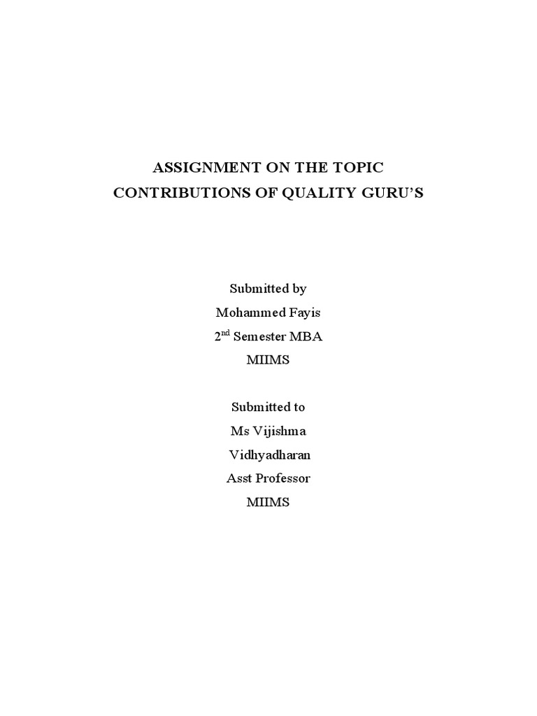 Quality Gurus and Their Contribution | PDF | Lean Manufacturing | Business