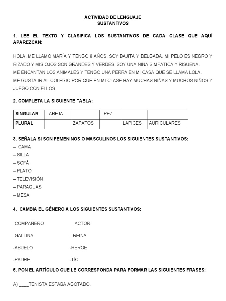 Actividad de Lenguaje | PDF