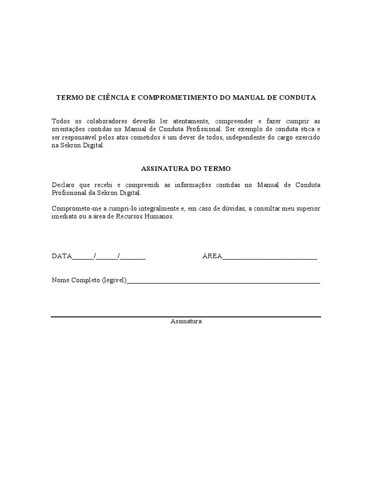 1 Termo Manual de Conduta | PDF