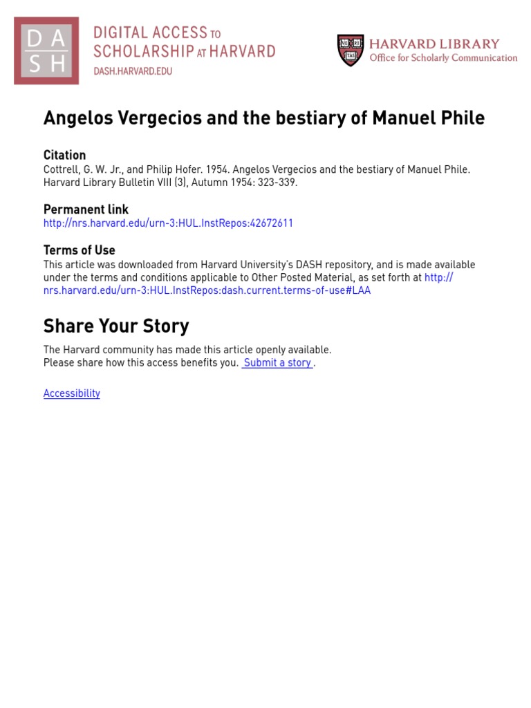 Angelos Vergecios and The Bestiary of Manuel Phile | PDF