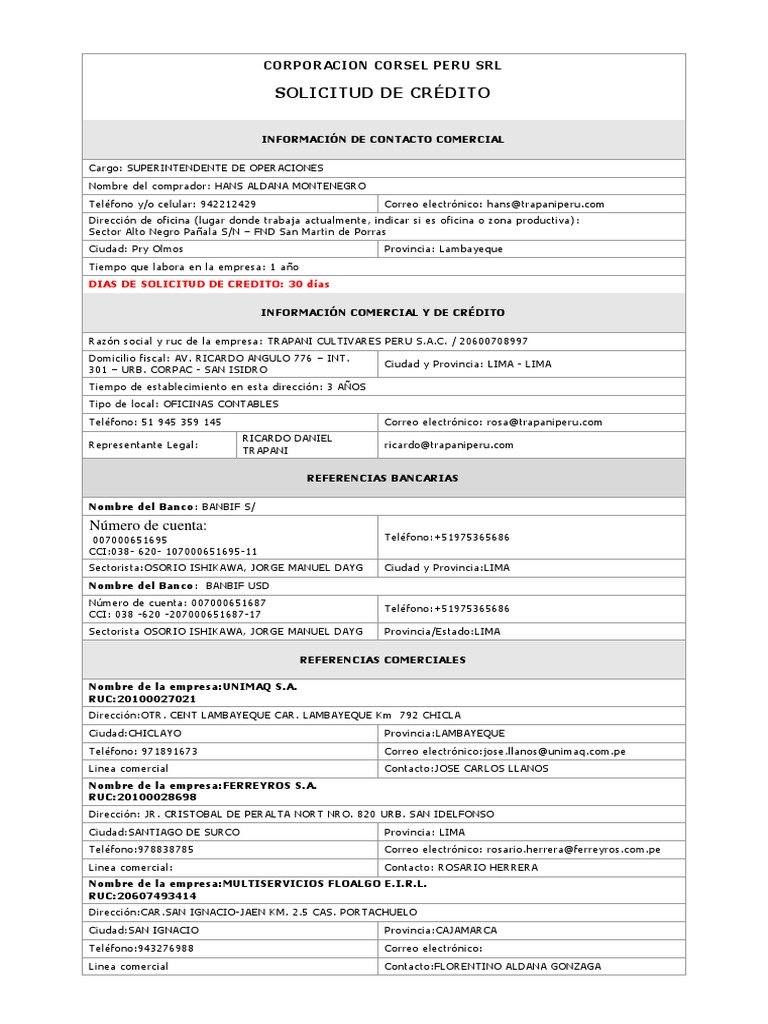 SOLICITUD LINEA DE CREDITO (1) | PDF