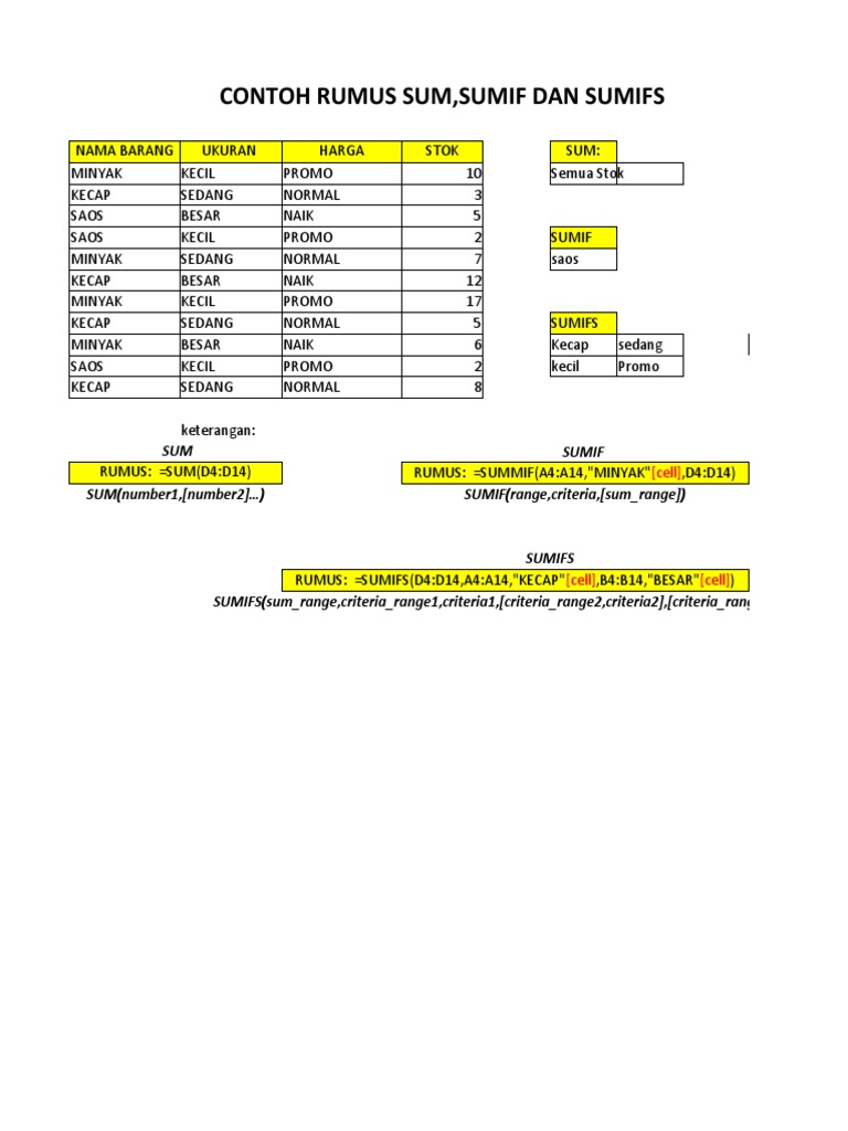Sumif & Sumifs | PDF