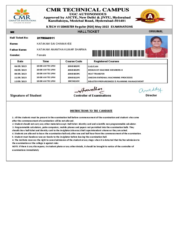 Hall Ticket | PDF