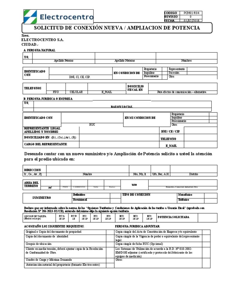 Formato de Solicitud de Nuevo Suministro | PDF