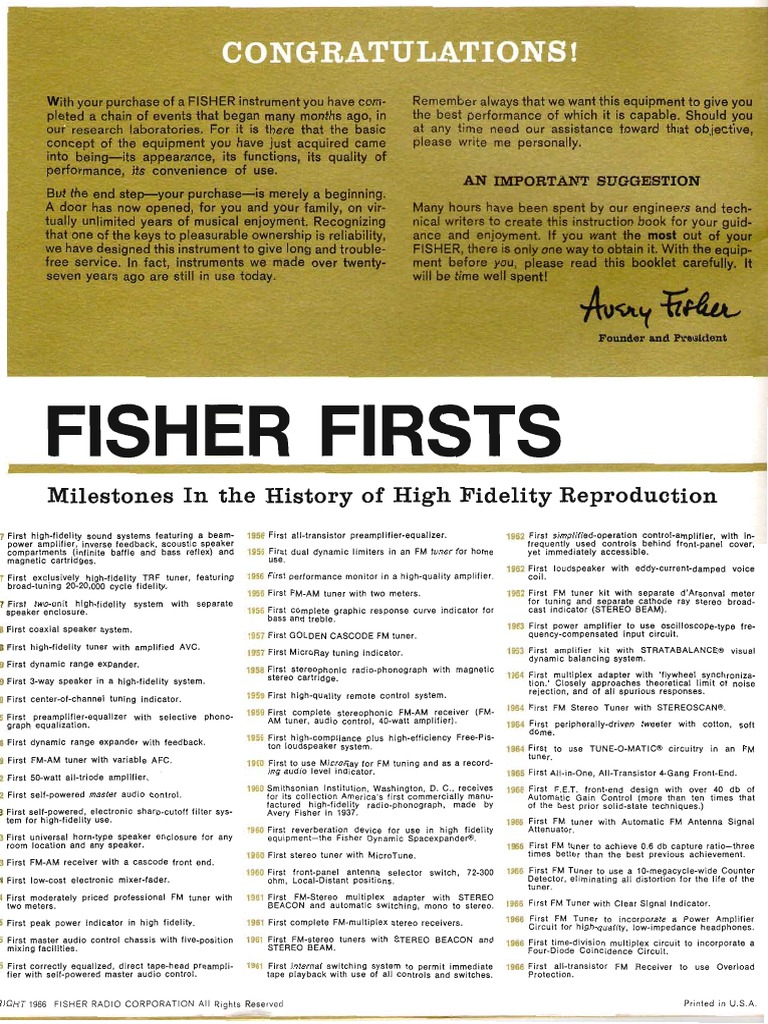 Fisher 500 T Owners Manual | PDF