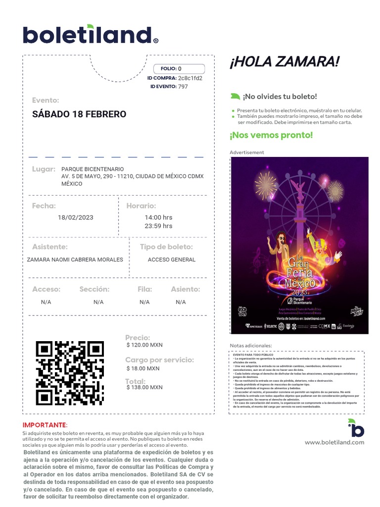 Boletos para evento en Boletiland | PDF