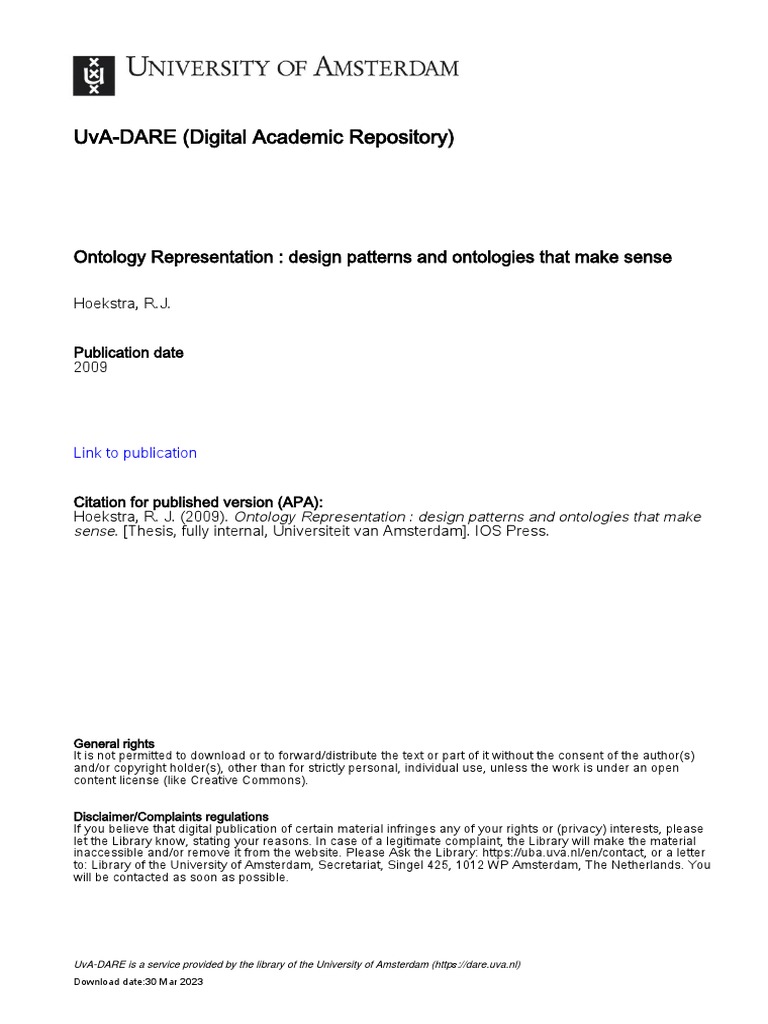 Ontology Representation - Design Patterns and Ontologies That Make Sense | PDF | Knowledge ...