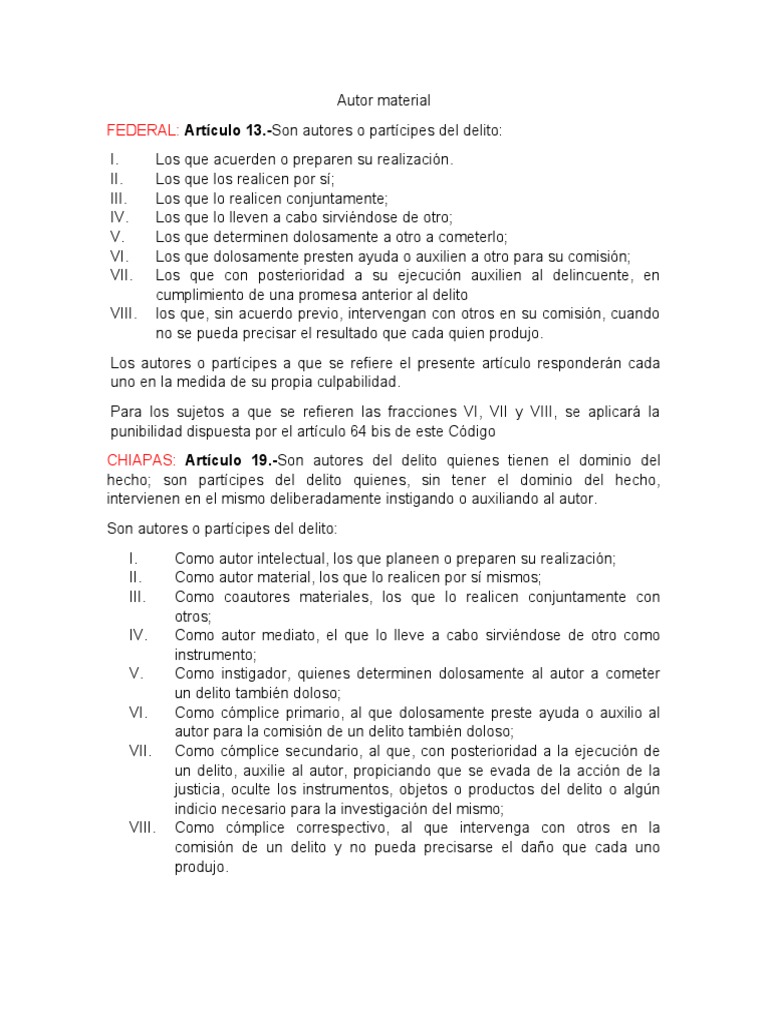 Autor Material | PDF | Intención (Derecho Penal) | Crímenes