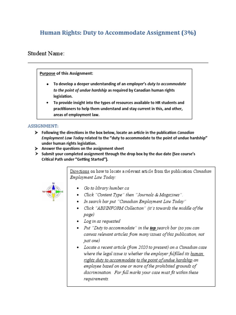 Duty To Accommodate Assignment W23 | PDF