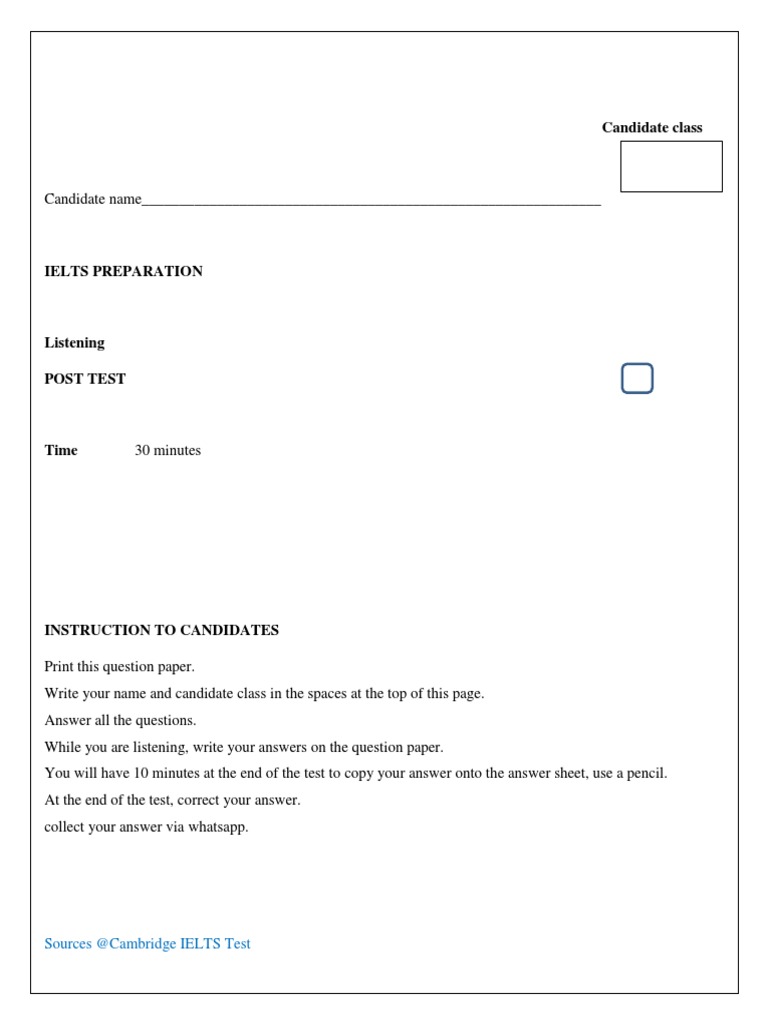 Listening Post Test (Jan2023) | PDF