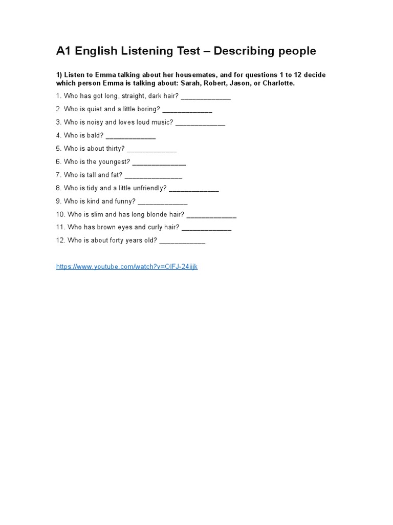 A1 Describing People | PDF