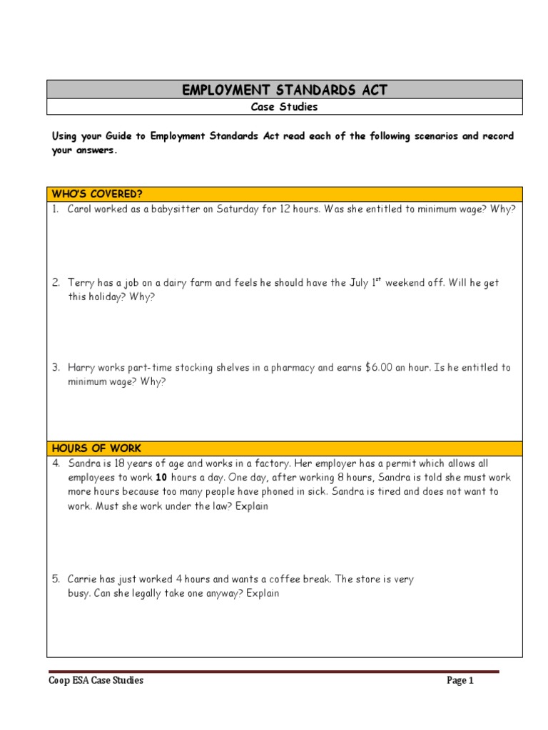ESA Case Studies | PDF | Employment | Employee Relations