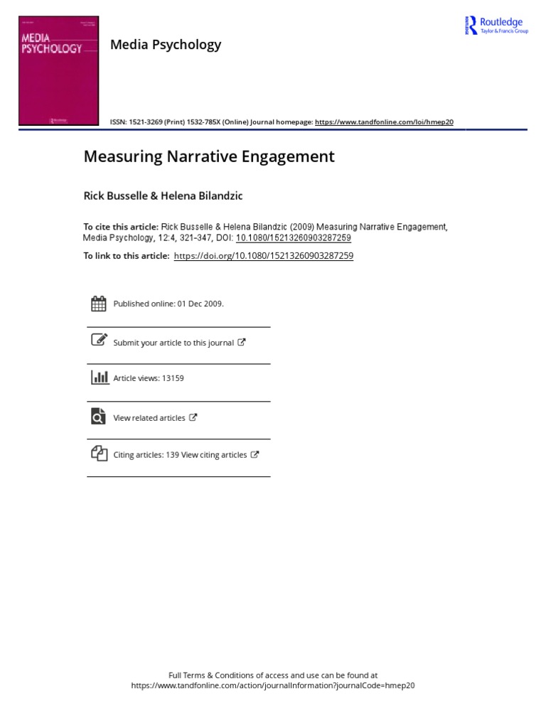 Measuring Narrative Engagement | PDF | Factor Analysis | Psychological Concepts